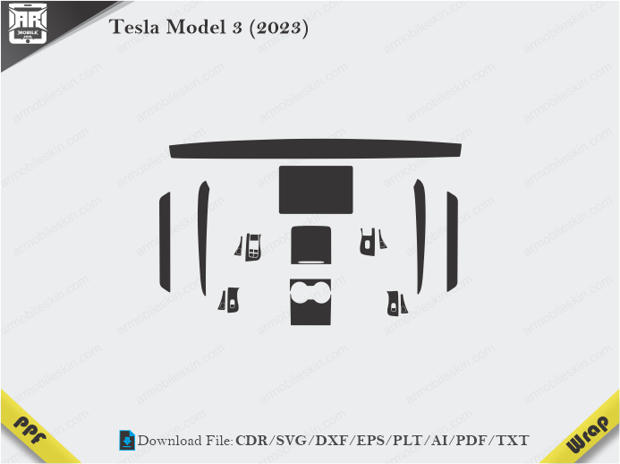 Tesla Model X 2023 Car Interior PPF or Wrap Template - ARMOBILESKIN